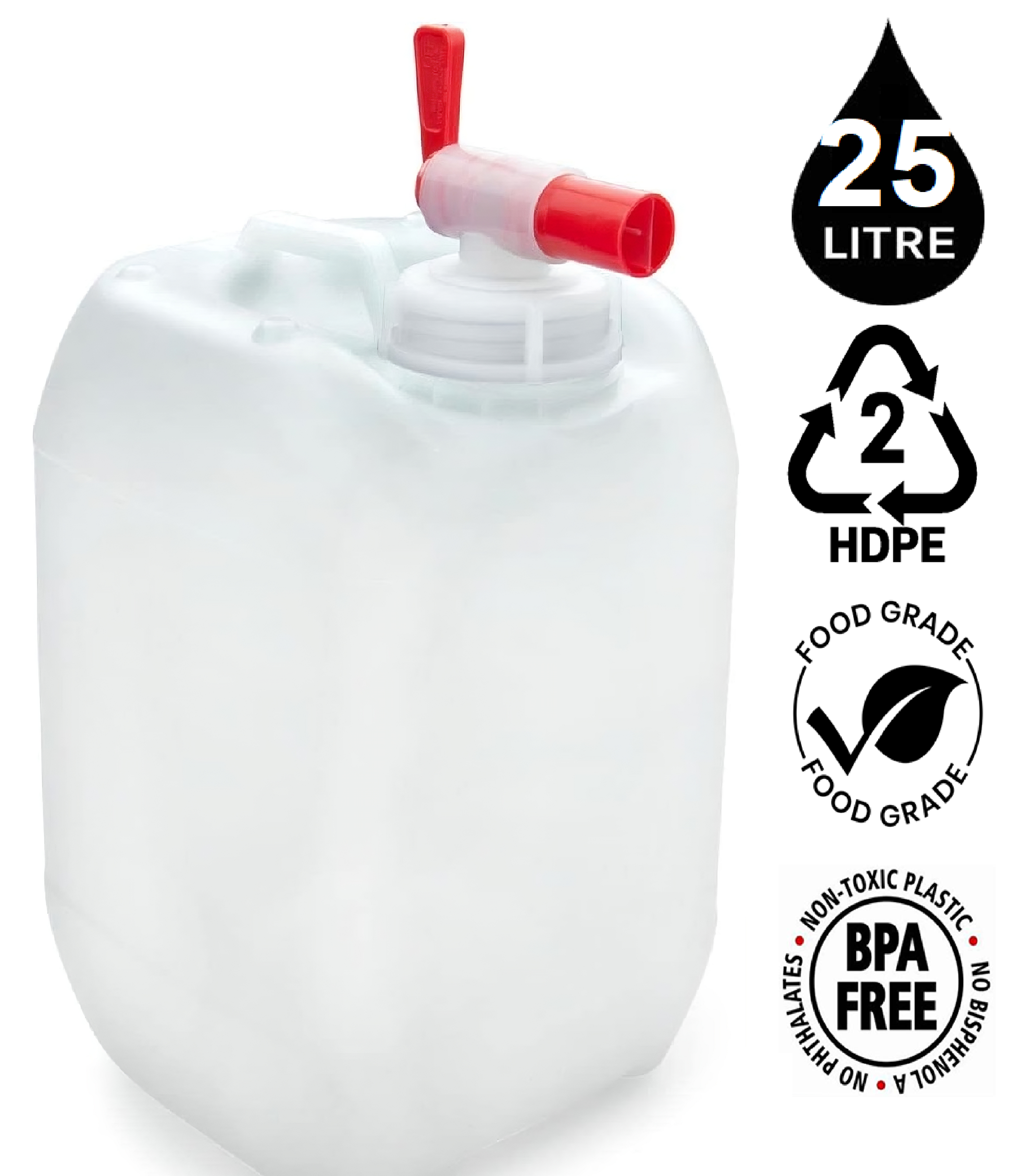 25L Jerrycan Stackable Container + Tap Cap - UN Approved - Food Grade